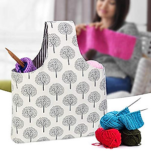 Teamoy Knitting Tote Bag, Travel Project Wrist Bag for Knitting Needles(14inches), Yarn and Crochet Supplies, Lightweight, Perfect Size for Knitting on The Go (Large, Tree)