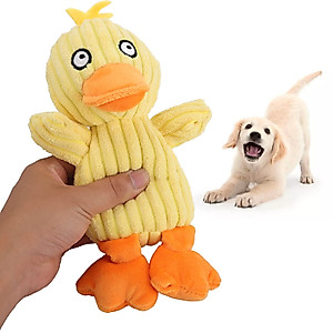 Zerodis Plush Dog Duck Toy, Cute Little Yellow Duck Relieves Boredom Puppy Toy Squeaky for Small Medium Dogs