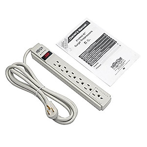 Tripp Lite Surge Protector Power Strip 120V 6 Outlet 8' Cord 990 Joule Flat Plug Gray