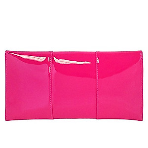 Faux Patent Leather Envelope Candy Clutch, Fuchsia