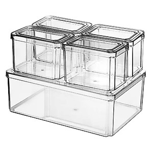 Plexel Refrigerator Organizer Bins, Fridge Organizer, Clear Plastic Food Storage Containers, Contenedores Para Organizar Cocina, Pantry Organization And Storage, with Removable Drain Tray. (3)