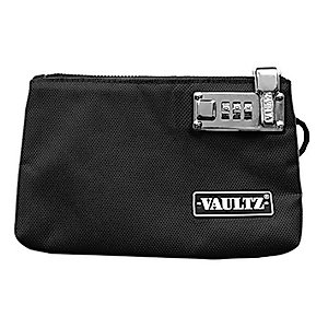 Vaultz Money Bag with Lock - 5 x 8 Inches, Men & Women's Locking Accessories Pouch for Cash, Bank Deposits, Wallet, Medicine, Phone and Credit Cards - Black