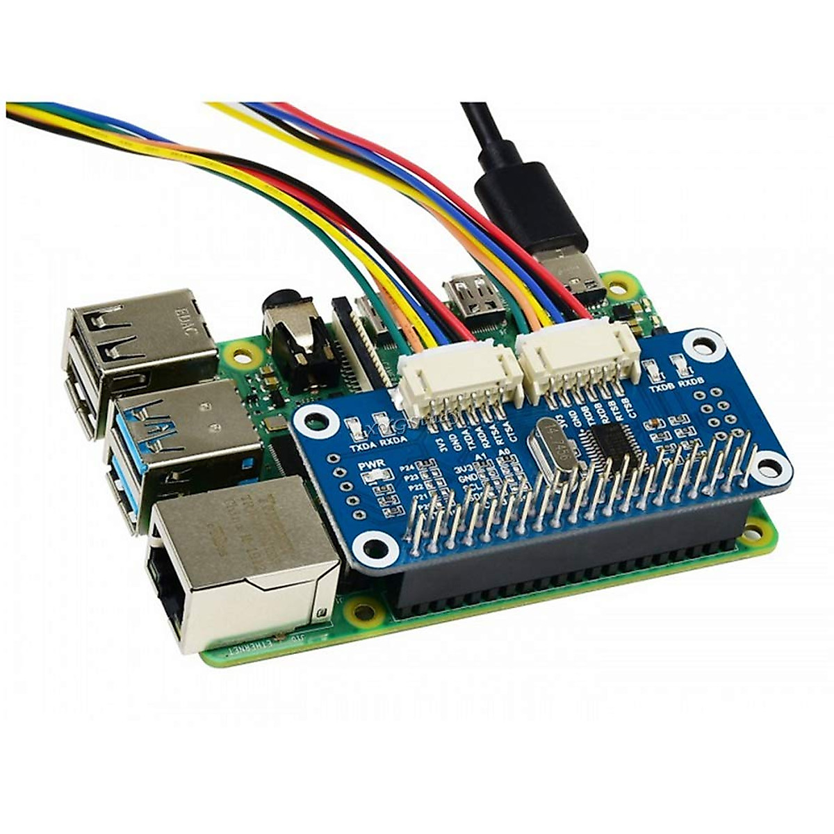 Serial Expansion HAT I2C Interface 2-ch Extra UART Plus 8 programmable GPIOs for Raspberry Pi Zero W WH 2B/3B/3B+/4B @XYGStudy