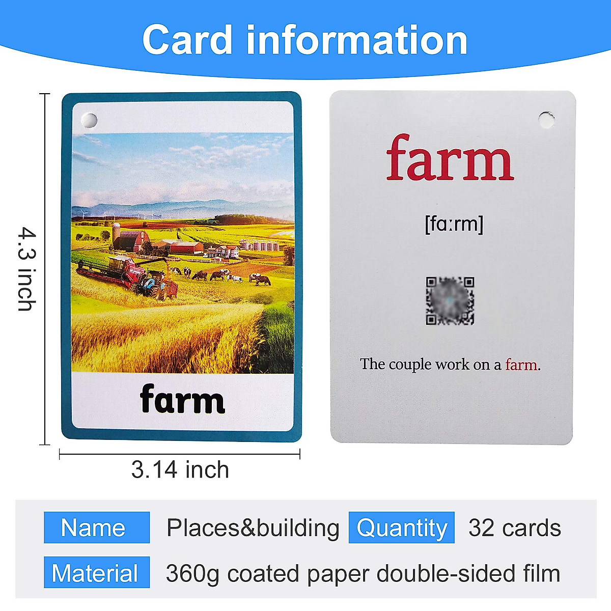 30PCS/Set Places&Building Kids Gifts English Flash Cards Pocket Card Educational Learning Baby Toys for Children Pre-Kindergarten