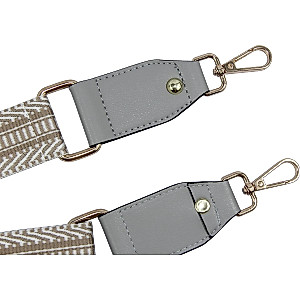 Duwi Wide Purse Strap Jacquard Guitar Style Strap Multicolor Canvas Adjustable Crossbody Bag Strap(Grey,brownwhite, Transverse)