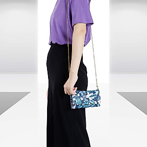 Women Minimalism Wallet 5.5 Inch Phone Clutch Holder Card Organizer Travel Bohemian Ladies Purse with Wrist Strap and Chain (Dark Green)