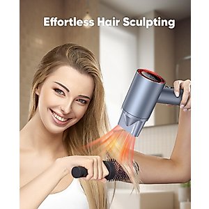 High Speed Hair Dryer with Ionic，110,000 RPM，3 Temper，LED Display，Auto Presets，No Heat Damage，50 DB Low Noise for Children，Home，Travel