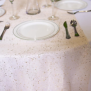 Anderson's Gold Glitter Mesh Fabric Roll, 19 Inches x 5 Yards, Decorative Wedding Fabric for Wedding Reception, Baby Shower, Gender Reveal, Prom, Homecoming, Tables, Party