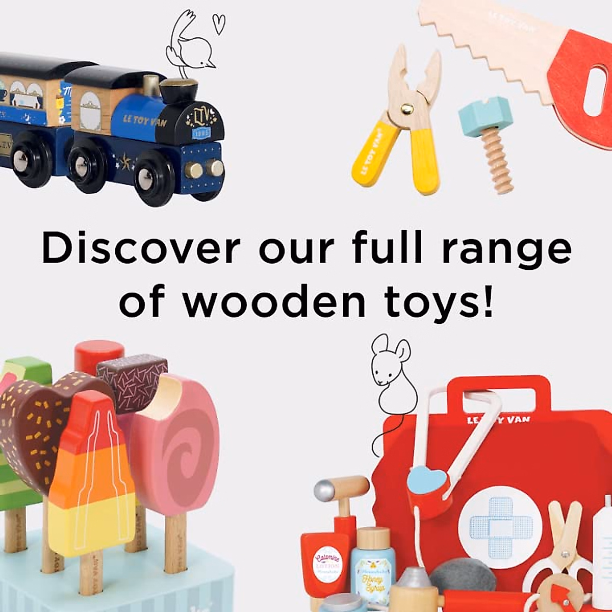 Le Toy Van Table & Chairs, One Size, White & Natural Wood