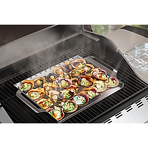 Onlyfire Stainless Steel Grill Basket, Nonstick BBQ Grill Tray Topper Grid Grilling Pan with Perforated Bottom and Handles for Seafood, Meats, Vegetables, Great for Most Grills and Smokers