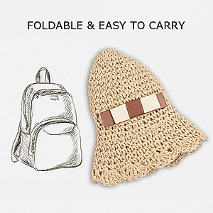 JANGANNSA Baby Girl Straw Hat Outdoor Baby Sun Protection Hats Summer Bowknot Beach Cap for Infant Toddler Girls (Beige Bow, 6-12 Months)