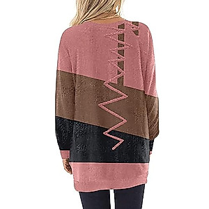 Womens Fall Front Twist Sweatshirts Fall Clothes for Women 2023 Off Shoulder Sweaters for Women Womens Zip Up Hoodie Mom Sweatshirts for Women Maternity Wardrobe（1-Pink,Small）