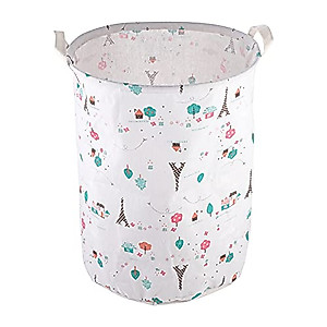 2pcs Cotton Home Style Bin Organizer Baby Folding Dirty Room Saving with Buck Hamper Basket Living Double Foldable Bucket Clothes Handles Container Round