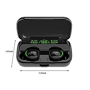 Wireless TWS Earbuds Earphones - Bluetooth 5.1 in-Ear Sports Headphones, IPX5 Waterproof, Finger Control, LED Digital Display Headset with Microphone & Charging Case