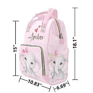 Anneunique Baby Pink Pig Diaper Bags Backpack with Name Personalized Baby Bag Nursing Nappy Bag Travel Tote Bag Gifts for Mom Girl,10.83x6.69x15 inch