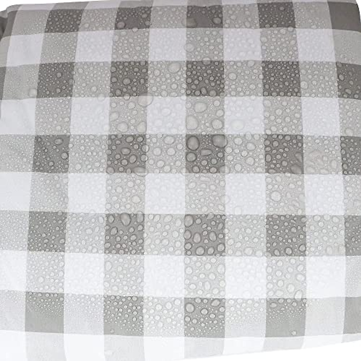 Aksipo Vinyl Picnic Tablecloths and Bench Covers, Waterproof Picnic Table and Bench Seat Covers with Elastic Edges for Outdoor Patio Park, Gray Checkered Flannel Backed Lining, 72 Inch 3 Piece Set