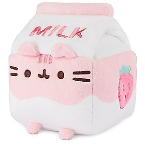 GUND Pusheen Strawberry Milk Plush Cat Stuffed Animal for Ages 8 and Up, Pink/White, 6”