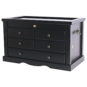 DisplayGifts Collector's Choice Solid Wood Knife Display Case Tool Storage Cabinet w/ 5 Drawer Gallery Quality Black