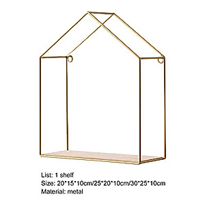 C-LARSS Wall Mounted Floating Shelves, Geometric Storage Shelf Metal Concise Style Storage Rack Vase Organizer Wall Décor for Home Bedroom Living Room Office Black3 L