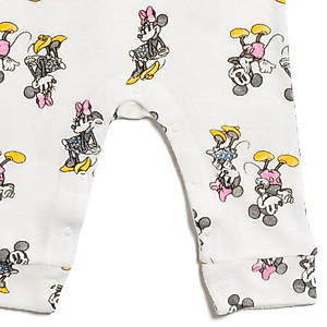 Disney Mickey Mouse Minnie Mouse Newborn Baby Girls Snap Sleep N' Play Coverall White 0-3 Months