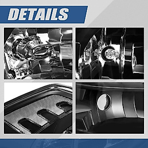 Auto Dynasty Quad Halogen Headlights Assembly Compatible with Dodge Ram 1500-5500 (New Body Style) 2009-2018, Driver and Passenger Side, Black Housing Clear Corner