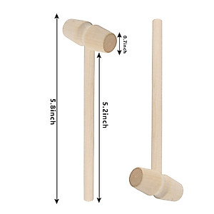 TOYMIS 10Pcs Wooden Crab Mallets Seafood Shellfish Hammers Dessert Making Mallet for Cracking Chocolate Seafood Shell, Small Wooden Mallets