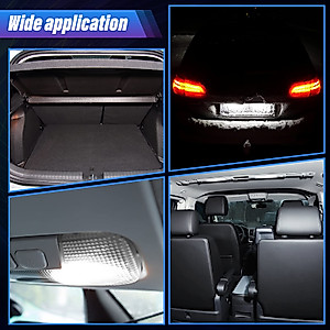 Tallew 42 Pieces Interior Car LED Dome Light 28 mm 31 mm 36 mm 41 mm BA9S T5 T10 Bulb Kit LED Dome Light for Car Interiors Map Dome Trunk Cargo Door Courtesy License Plate(White)