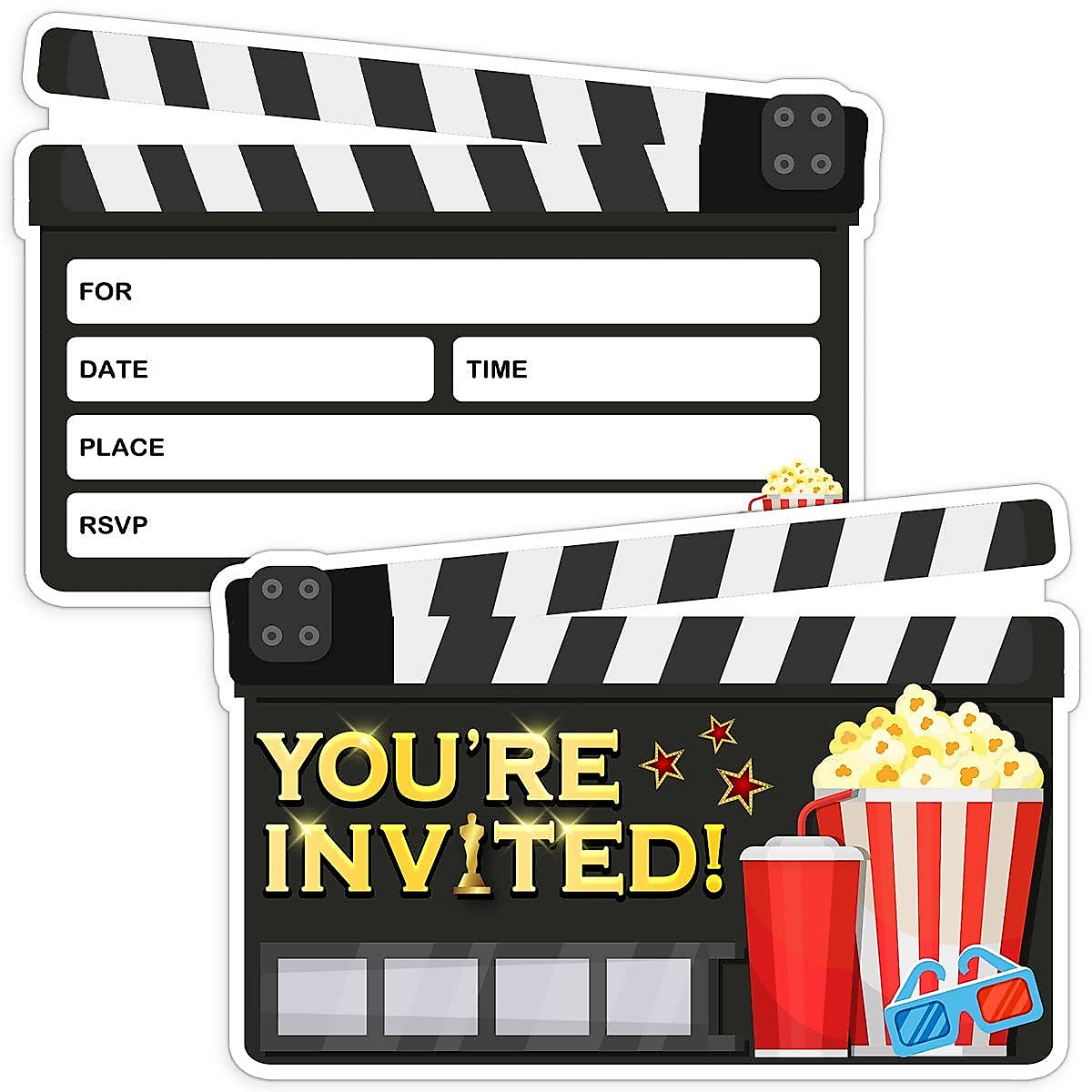 30 Movie Party Invitations with Envelopes - Perfect for Movie Theme Party, Hollywood Party, Red Carpet Party, Movie Birthday Party Supplies