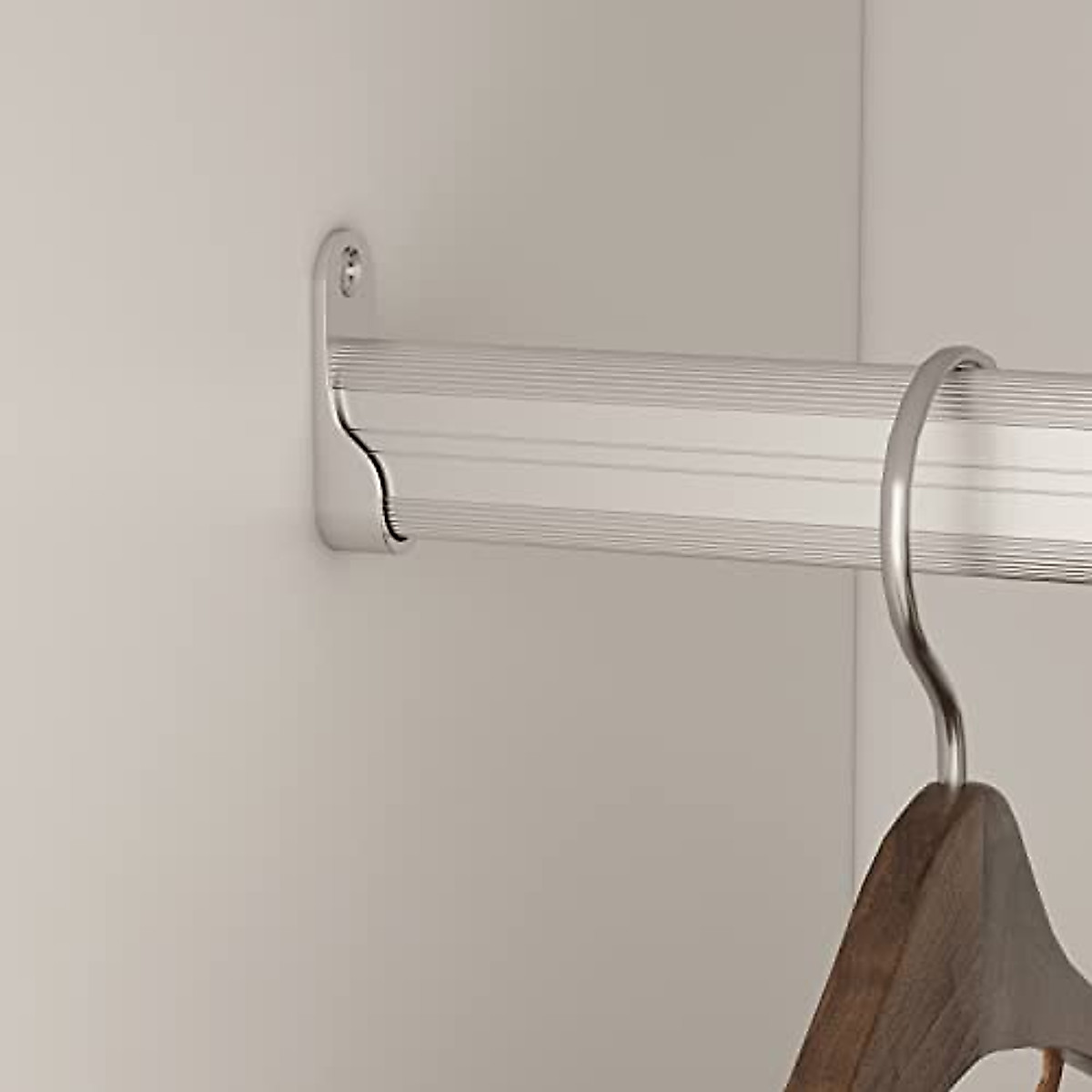 ECACAD Wardrobe Armoire with Mirror, 5-Tier Shelves, 2 Drawers, 2 Hanging Rods and 4 Doors, Wooden Closet Storage Cabinet for Bedroom, White (63”W x 19.7”D x 70.9”H)