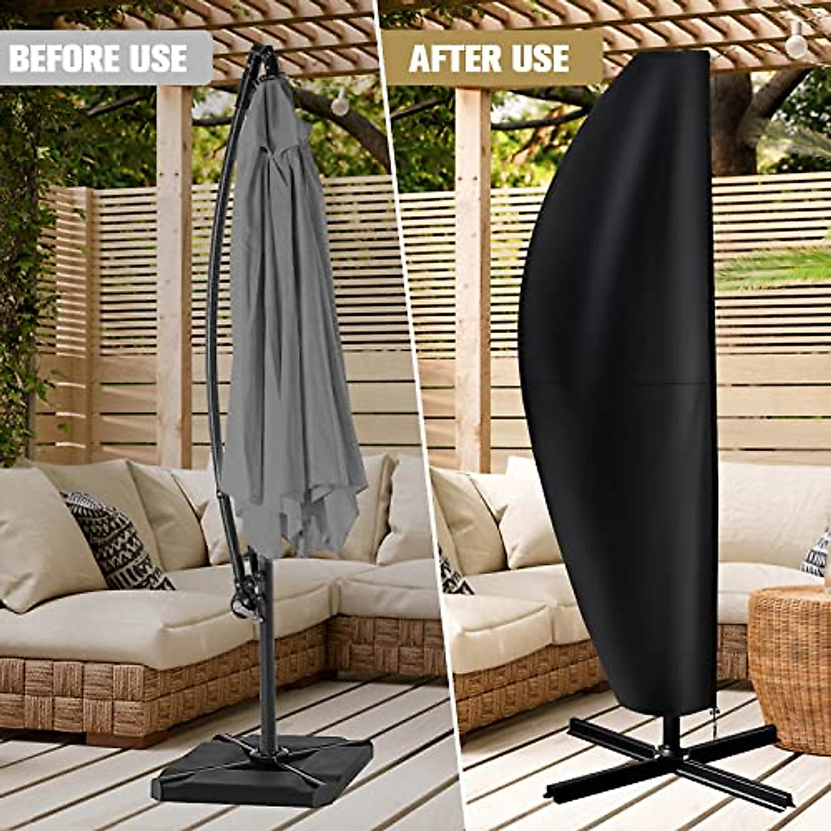 skyfiree Umbrella Covers for Outdoor Umbrellas Cantilever Umbrella Covers Patio 9 to 13 ft 420D Waterproof Durable Outdoor Umbrella Covers with Zipper Banana Umbrella Protector Black
