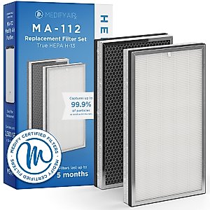 Medify Air MA-112 Genuine Replacement Filter | for Allergens, Wildfire Smoke, Dust, Odors, Pollen, Pet Dander | 3 in 1 with Pre-filter, H13 HEPA, and Activated Carbon for 99.7% Removal | 1-Pack