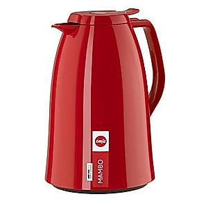 Emsa Mambo High Impact Plastic Thermal Carafe with Glass Liner, 51 oz, Red