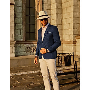 Men's Tailored Casual Blazer Slim Fit One Button Business Sport Coat Navy L