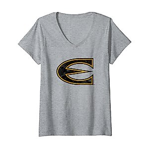 Womens Emporia State University ESU Hornets Distressed Primary V-Neck T-Shirt