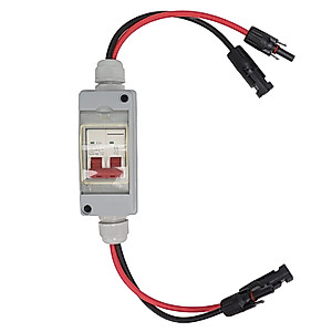 Miniature Circuit Breaker, MCB 2P DC 500V 32A DC Disconnect Switch Solar PV System Isolator with IP65 Distribution Box for Solar Panels Grid System (with Cable and PV Connector)