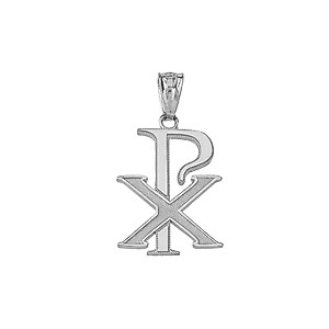 Claddagh Gold Religious Jewelry Solid 925 Sterling Silver Chi Rho PX XP Christogram Symbol Charm Pendant