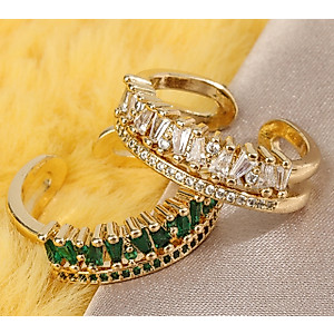 AIKAITUO 14K Gold Plated Adjustable Zircon Eternal Fashion Personalized Women's Stacked Ring Christmas Birthday Gift (White)