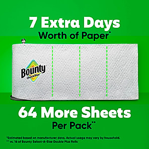 Bounty Quick-Size Paper Towels, White, 16 Family Rolls = 40 Regular Rolls (Packaging May Vary)