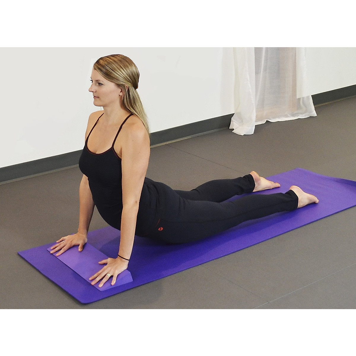 YogaAccessories Wide Foam Yoga Wedge Prop and Stretching Aid, Purple