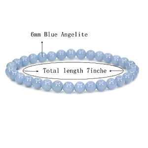 Angelstones Natural Blue Angelite Gemstone 6mm Round Beads Stretch Bracelet 7" Unisex