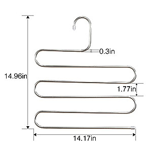 Pants Hangers DOIOWN S-Shape Stainless Steel Clothes Hangers Space Saving Hangers Closet Organizer for Pants Jeans Scarf(5 Layers,10Pcs)
