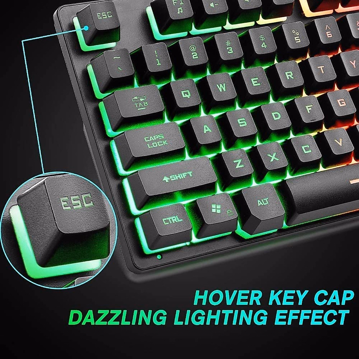 FEDRUI Gaming Keyboard, Mechanical Keyboard, Waterproof Gaming Keyboard Ergonomic Keyboard for Office Typing