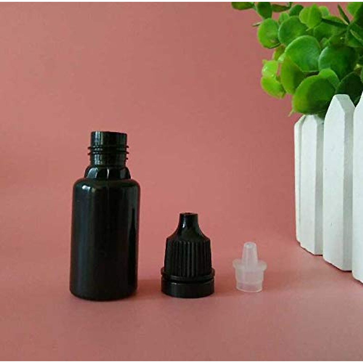 12 Pack 10ml/0.34oz Plastic Dropper Bottle Black Empty Refillable Squeezable Eye Dropper Bottles with Screw Caps and Removable Plugs for Cosmetic Essential Oil