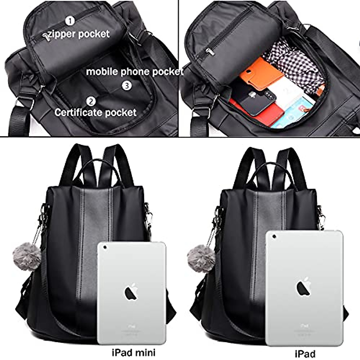 DDQYYSPP Women Backpack Purse Nylon Anti-theft Fashion Casual Lightweight Travel School Shoulder Bag（Khaki）