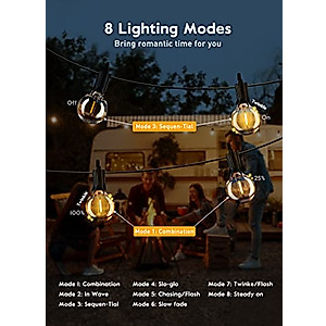 Brightown Outdoor String Lights with Remote, 58FT(48+10) LED String Lights with Clips Hooks, G40 Patio Lights with 27 Bulbs(2 Spare), Waterproof Shatterproof Hanging Light for Patio Backyard