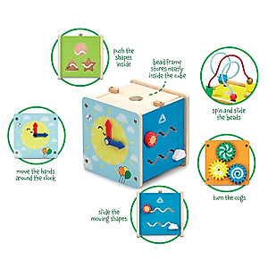 Early Learning Centre Mini Wooden Activity Cube, Preschool Development, Kids Toys for Ages 18 Month, Amazon Exclusive