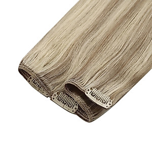 Sunny Hair Clip in Hair Extensions Straight Human Hair Clip in Extensions Remy Clip in Hair Extensions Real Human Hair Extensions Clip ins Golden Blonde Highlights Light Blonde 18inch