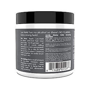 Uncle Jimmy Loc Hold Premium Hair Styling Pomade/Hair Wax - Medium to Strong Hold Clear Thick Formula Palmade 6 Fl Oz