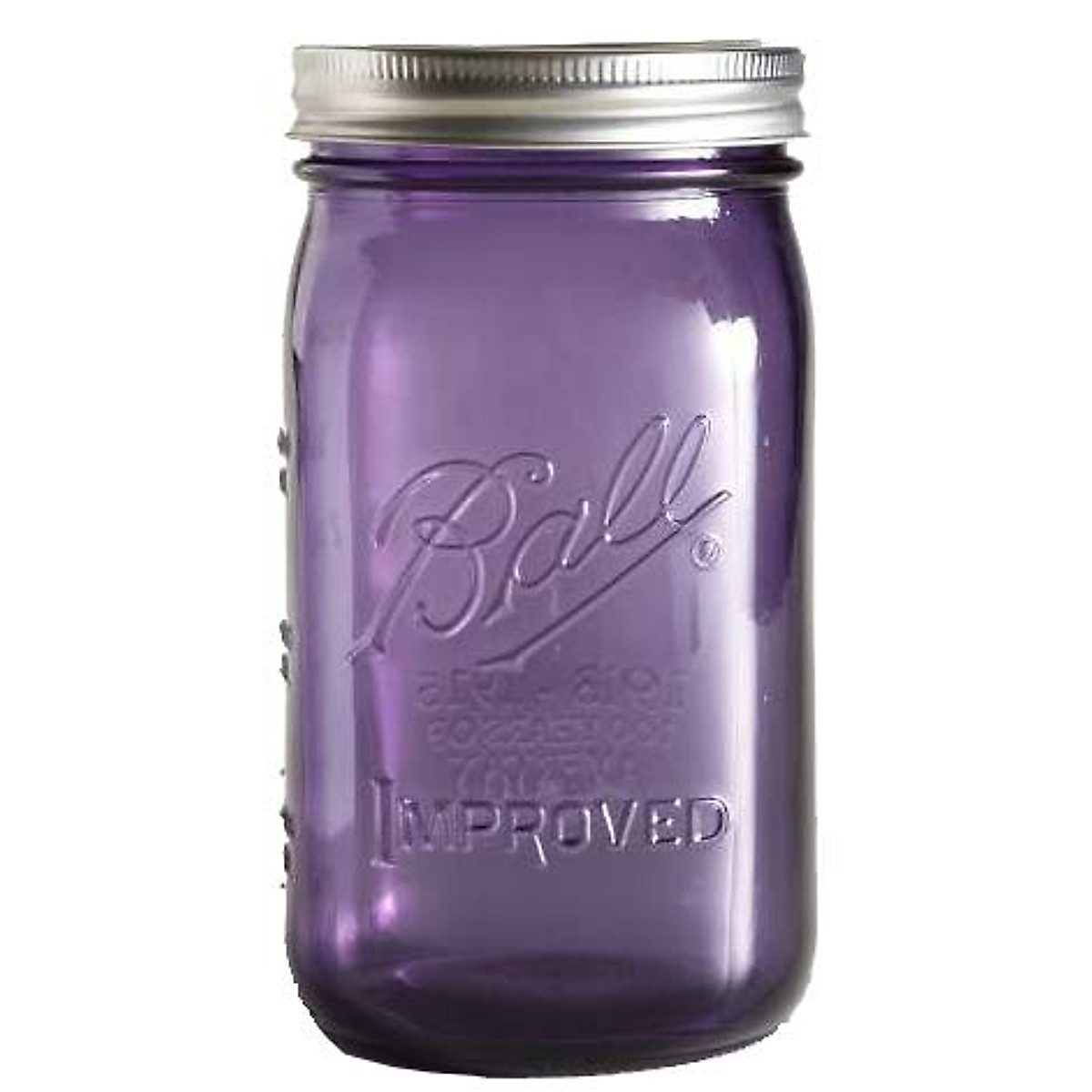 Ball Jar with Lid and Band - Pick Your Size and Color (Purple, Wide Mouth Quart - 32 oz.)