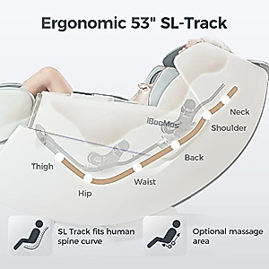 iBooMas SL Track Massage Chair, AI Voice Massage Chair Zero Gravity Full Body with Back and Foot Heating,Thai Stretching,Shortcut Key,Auto Scan,Negative Ions,Foot Rollers(White) R8603